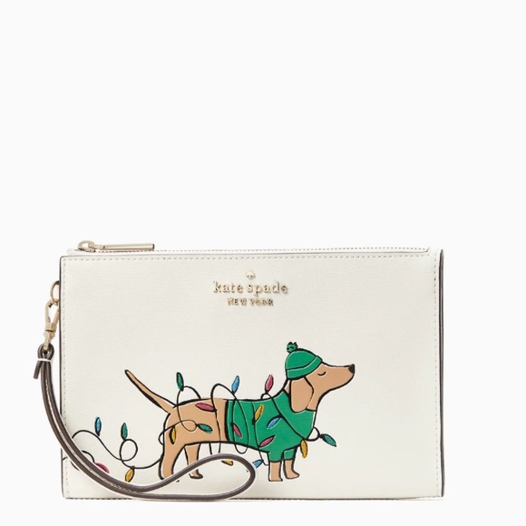 kate spade | Bags | Kate Spade Claude Medium Dachshund Dog Festive Xmas ...